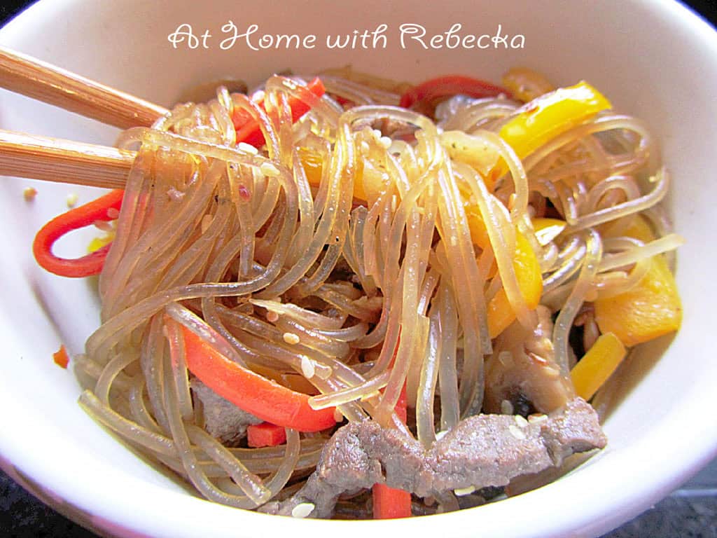 Japchae (Chapchae) - Korean Sweet Potato Noodles and Brussels Sprouts ...
