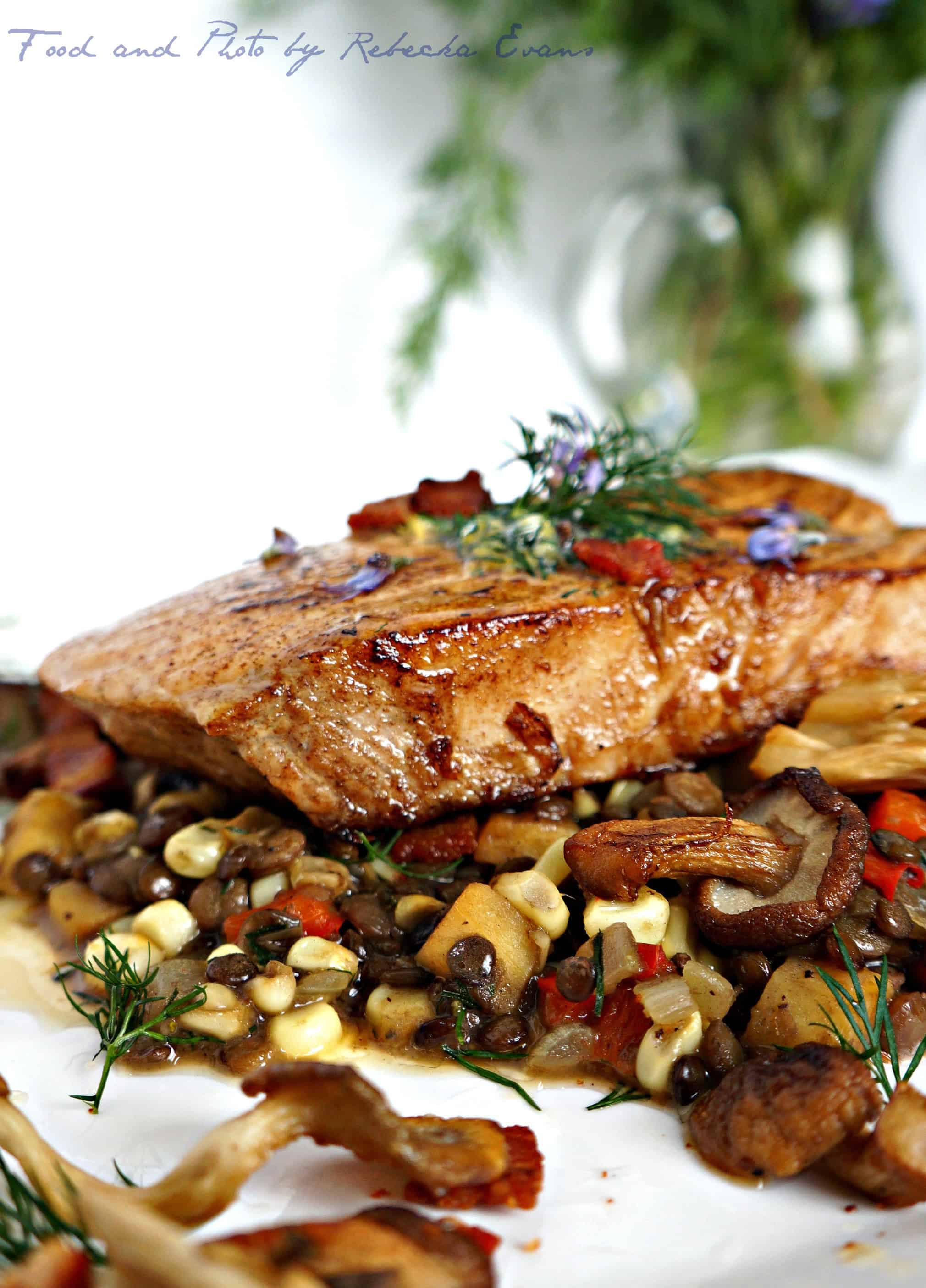 Pan Seared Fish and Lentil Succotash — At Home with Rebecka