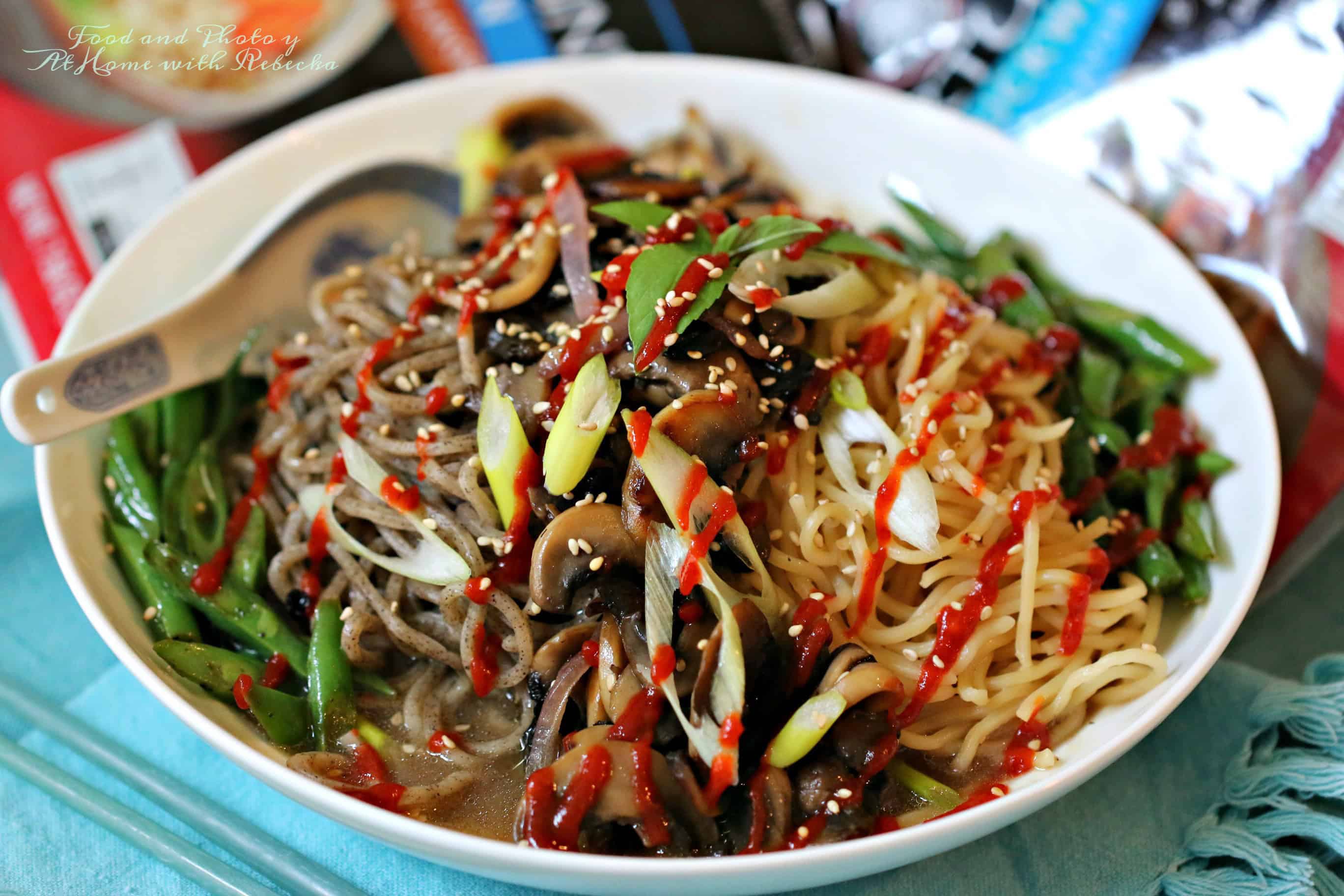 Fortune Noodle Mushroom and Green Bean Soup Bowl — At Home with Rebecka