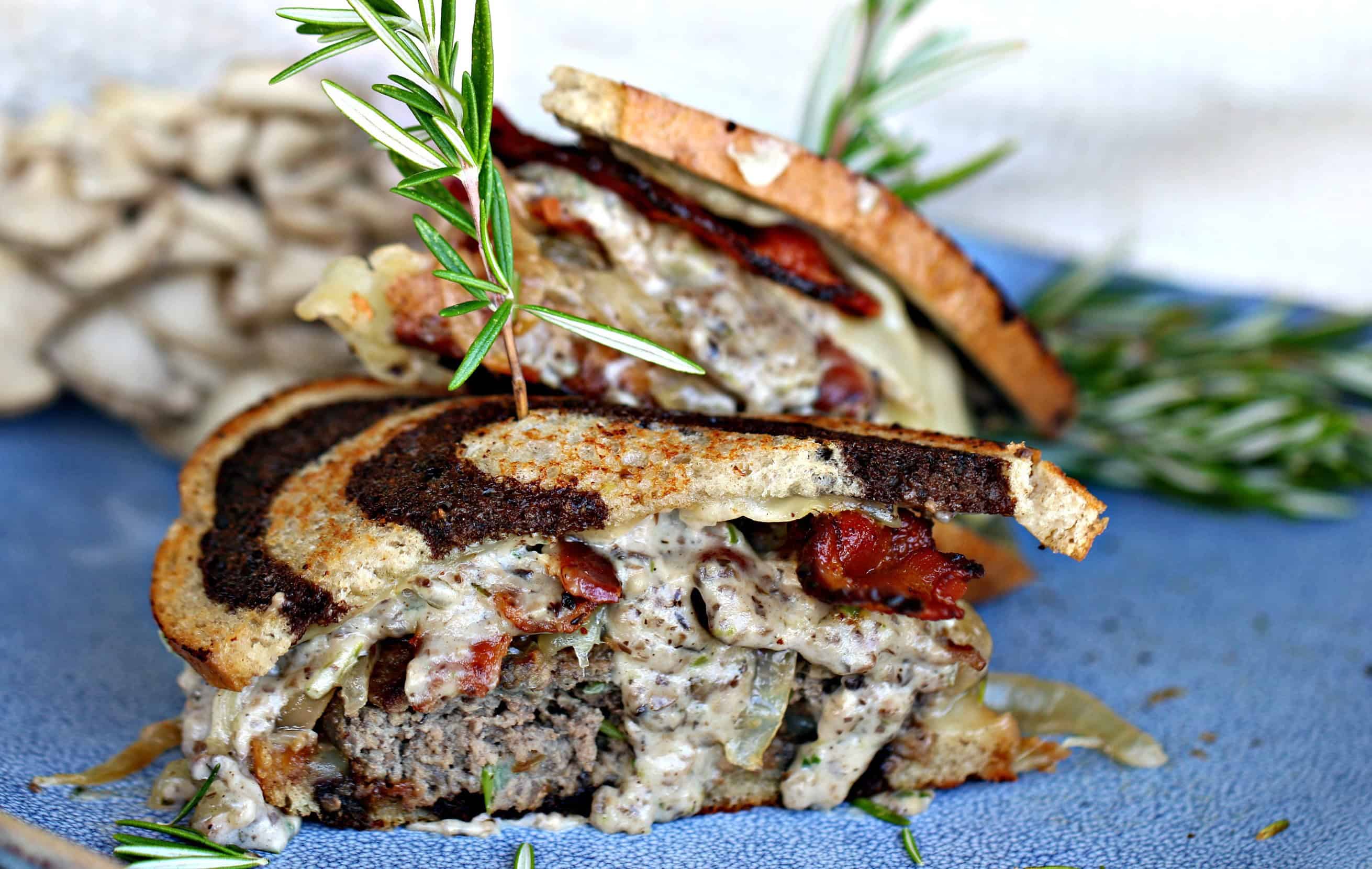Aussie Grassfed Beef and Lamb Patty Melt with Mushroom and Bacon Gravy ...