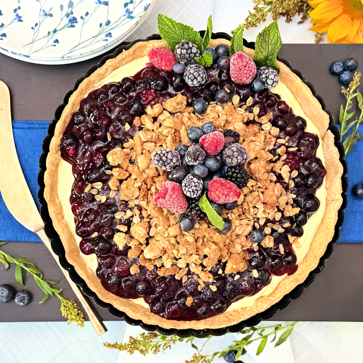Blue Ribbon Blueberries and Cream Tart — At Home with Rebecka